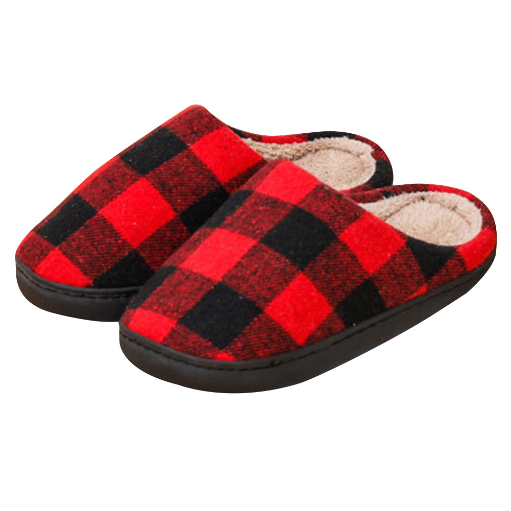 Women Men Plush House Slipper Checkerboard Slipper (44-45 (Fit Size 42 ...