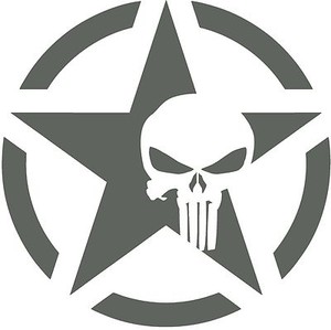 Army Star Punisher Skull Military Decal Sticker, 6" x 6", 2PCS ...