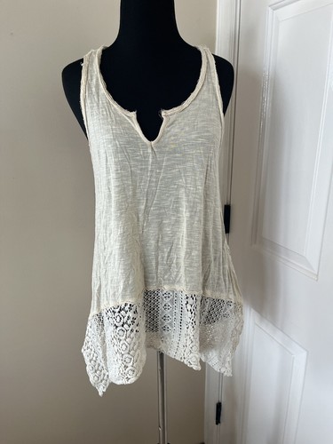 Sleeveless top cream lace trim Hem & Thread brand S | eBay
