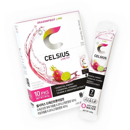 Celsius Energy Vitamin Drink Powder Dragonfruit Lime Flavor, 48.5g (4 ...