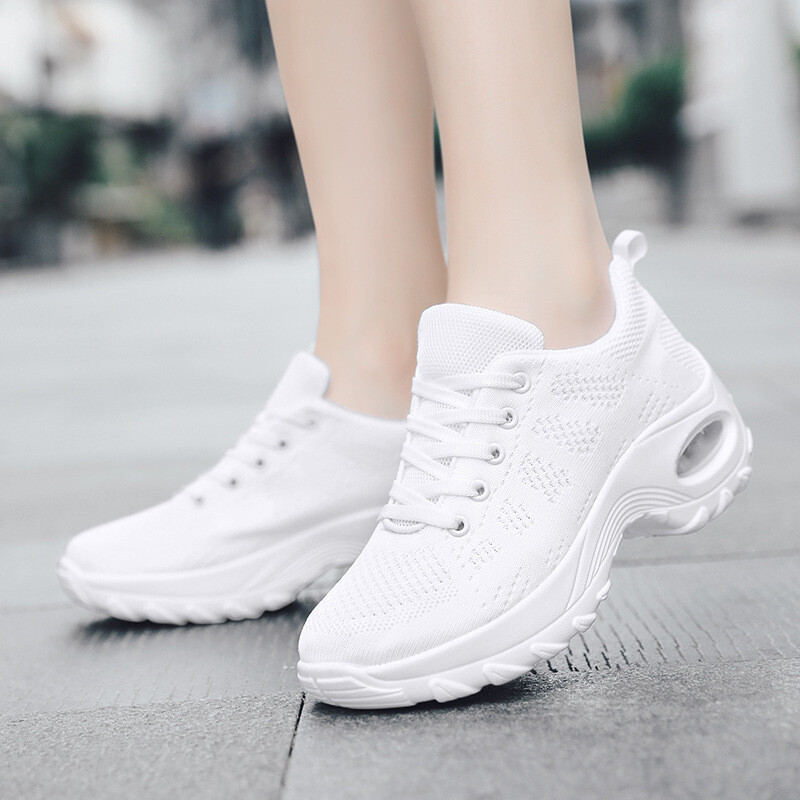 WOMENS LADIES RUNNING TRAINERS SPORTS SNEAKERS KNIT LACE UP COMFY GYM ...
