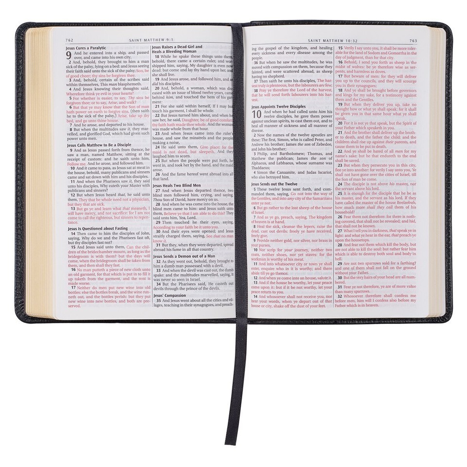 KJV Compact Red Letter Bible, Premium Full Grain Leather w/Ribbon ...