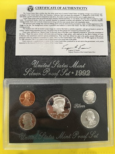 1992 Silver Proof Set U.S. Mint Original Government Packaging OGP COA ...