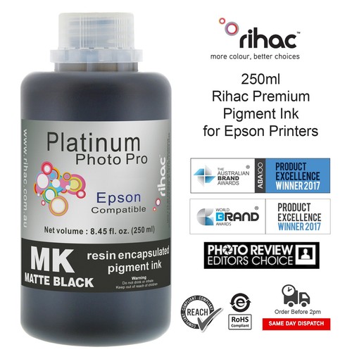 Rihac 250ml Matte Black MK Pigment Ink for Epson Stylus Photo 3800 3880 ...