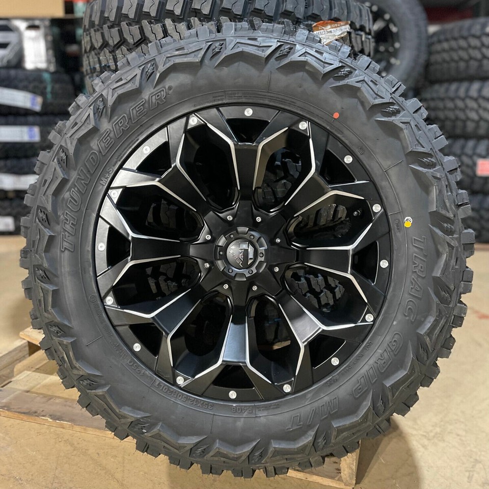 5 20x10 Fuel D546 Assault Black Wheels 35" MT Tires 5x5 Jeep Wrangler ...
