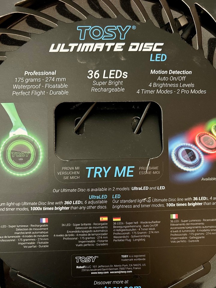 TOSY Ultimate Flying Disc 36 LED Frisbee Green Charging Cord | eBay