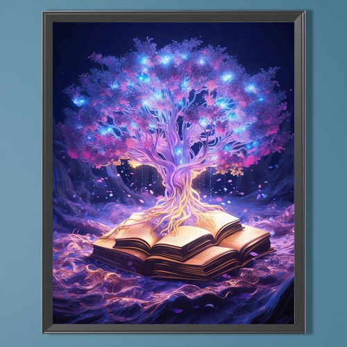 DIY Full Square Drill Partial AB Drill Diamond Painting Purple Elf Tree ...