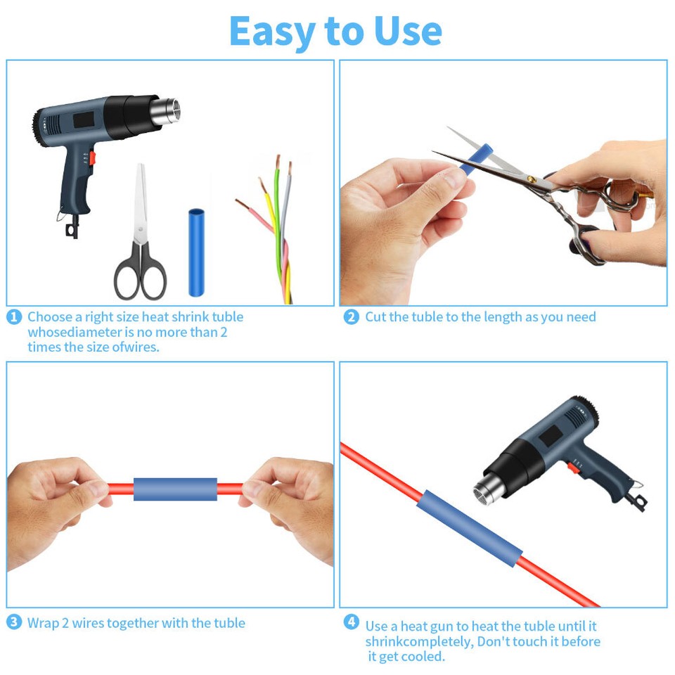 560pcs HEAT SHRINK TUBING Insulation Shrinkable Tube 2:1 Wire Cable ...