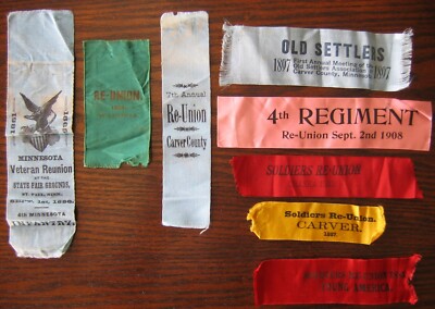 8 GAR Reunion Ribbons - Minnesota - Chaska Carver Waconia 4th INFANTRY ...