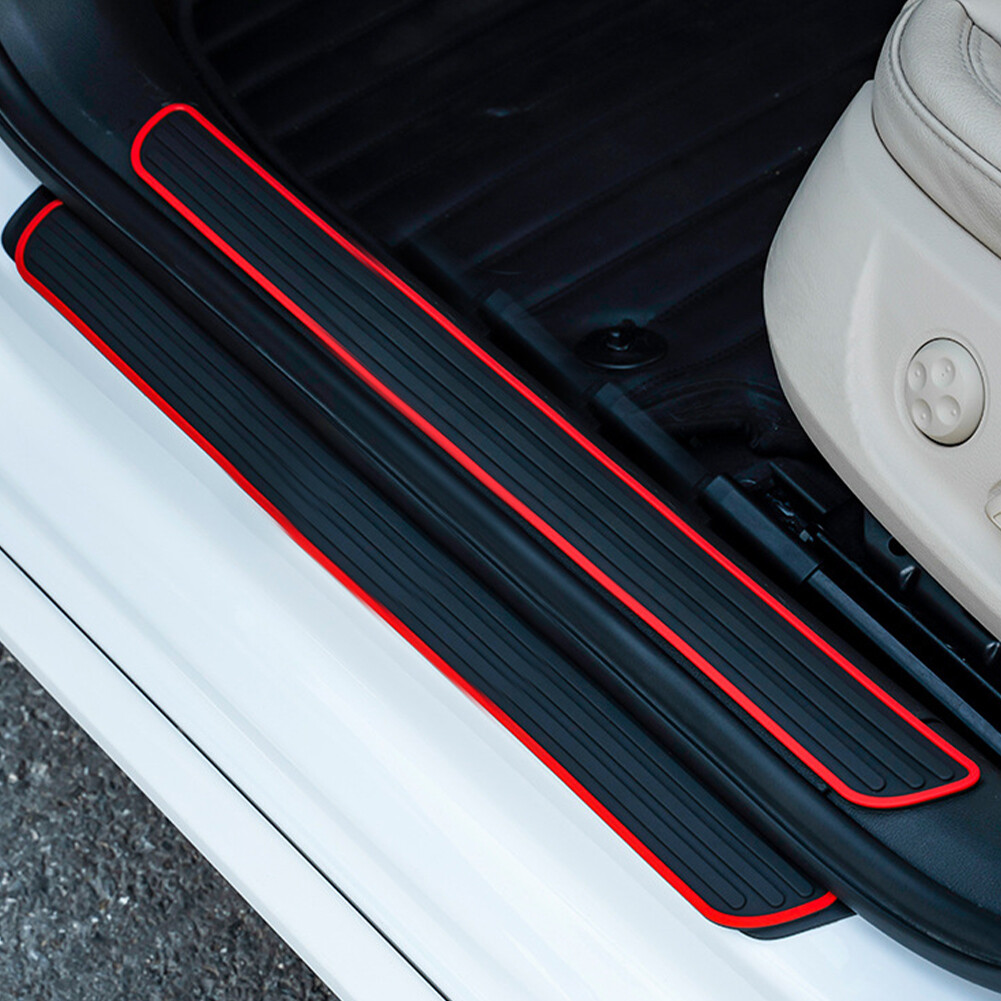 4Pcs Car Protectors Door Sill Plate Front Rear PVC Step Scuff Cover ...