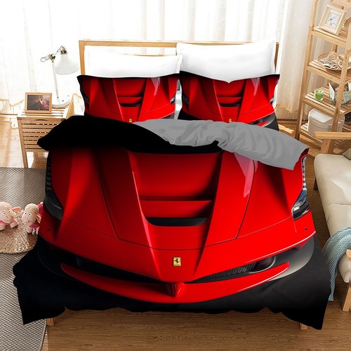 Red Ferrari Sport Car Quilt/Duvet/Doona Cover Set Single Double Queen ...
