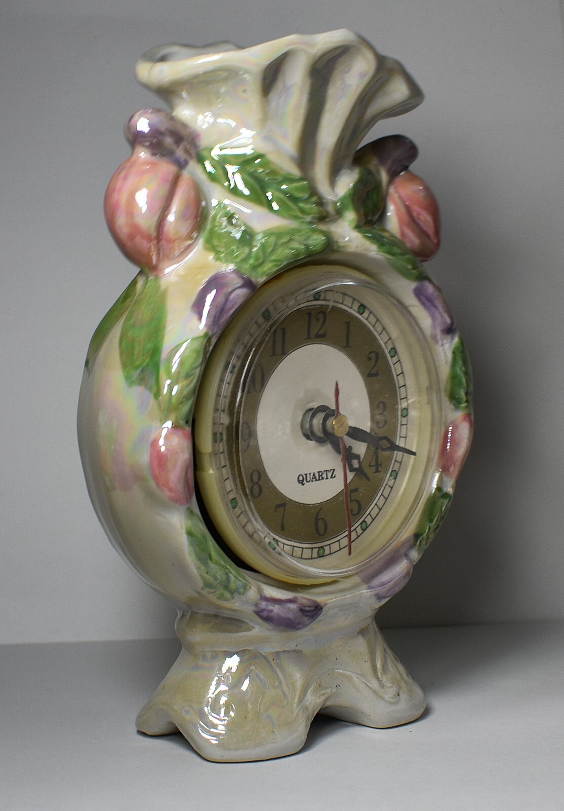 Vintage Hand Painted Ceramic Pottery Floral Clock Vase 1960-1970 | eBay