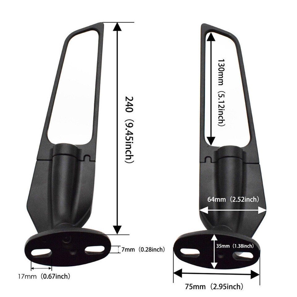 Side Mirrors Fit For Yamaha YZF R1 R3 R6 Rearview Wind Wing Mirror ...