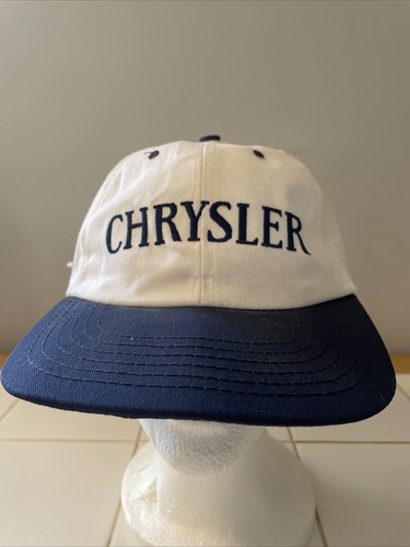 chrysler vintage hat white and blue made in america hook and loop hat ...