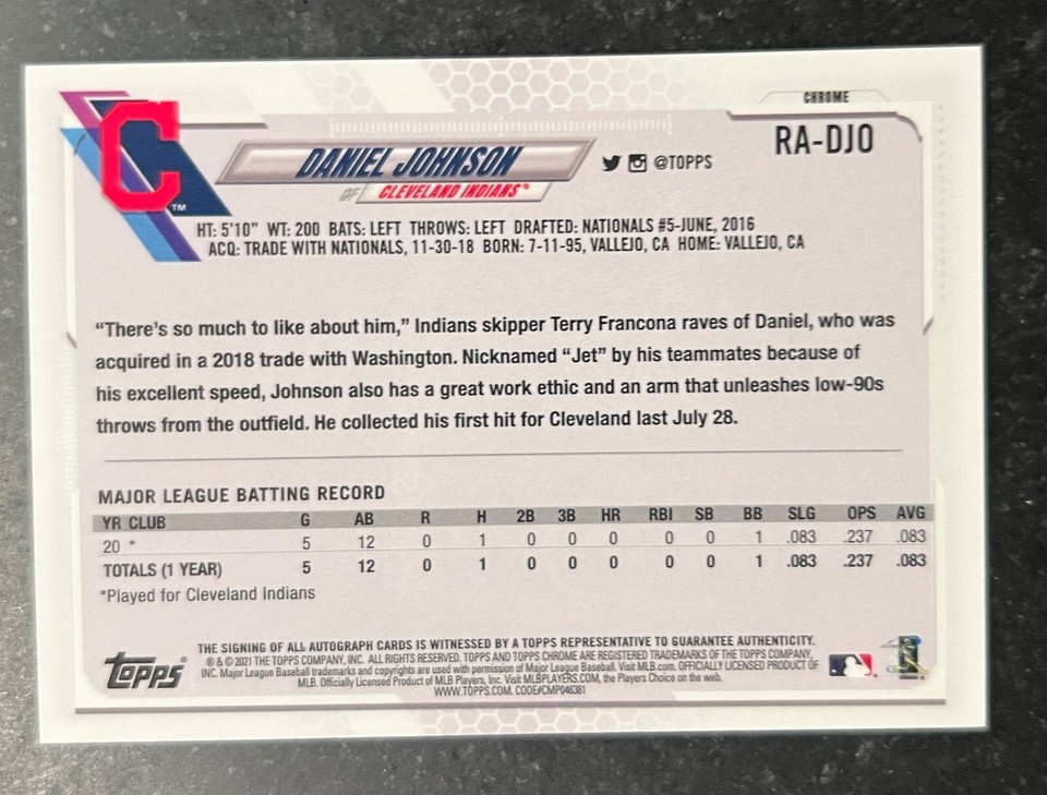 2021 Topps Chrome Rookie Autograph Daniel Johnson | eBay