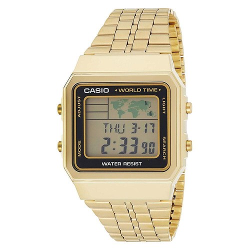 Casio Classic 34mm World Time Gold Steel Digital Men's Watch - A500WGA ...