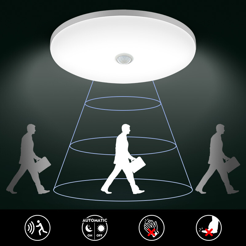 Modern LED Ceiling Light Motion Sensor Round Panel Hallway Kitchen ...