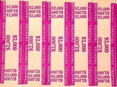 50 - Violet $20 Self-Sealing Currency Bands $2,000 Cash Money Straps ...