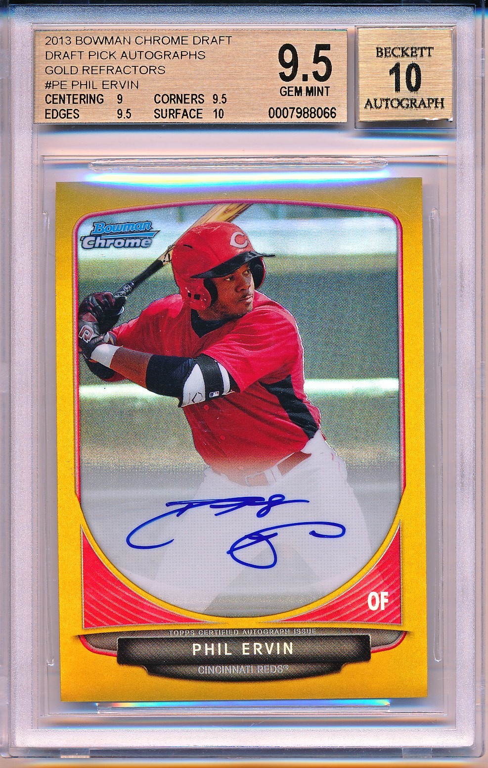 PHIL ERVIN 2013 BOWMAN DRAFT CHROME GOLD REFRACTOR AUTOGRAPH AUTO /50 ...