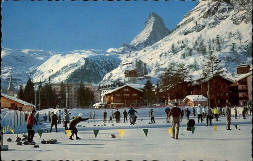 Zermatt Curling c1950s-60s Vintage Postcard | eBay