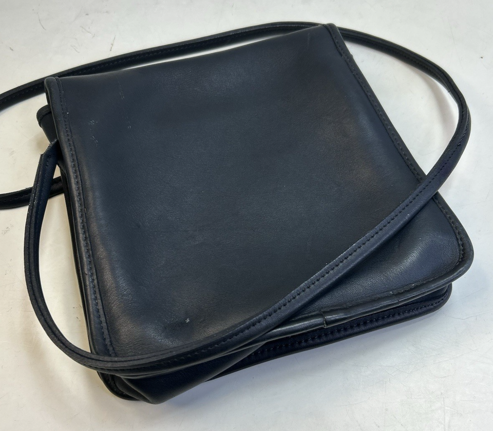 80's COACH Navy Blue Leather Flap Pouch Crossbody Bag USA # 0704-143 | eBay