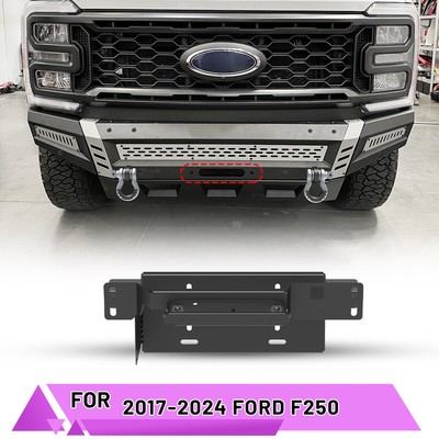 Black Steel Front Hidden Winch Plate For 2017-2025 Ford F-250 F-350 ...