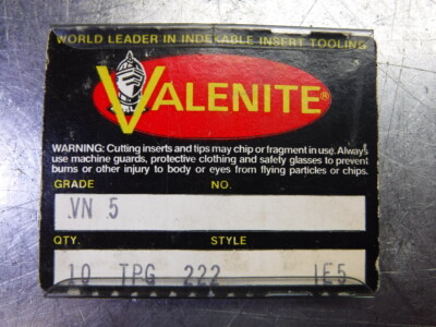 Valenite Carbide Inserts QTY10 TPG 222 VN5 (LOC2238B) | eBay