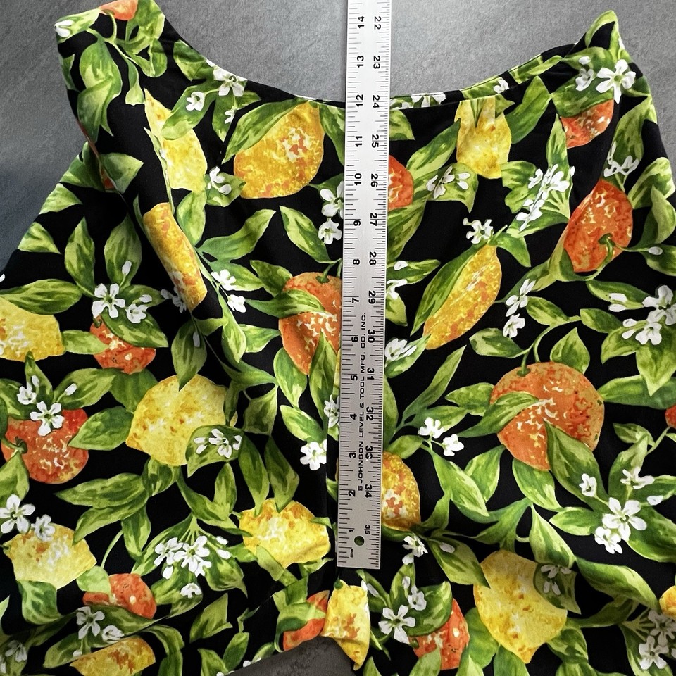 VTG Talbots Black Fruit Lemon Floral Straight Leg Ankle Pants Women’s ...