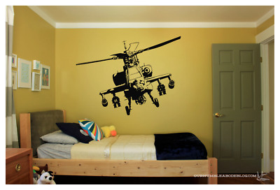 APACHE GUNSHIP ARMY HELICOPTER Wall Decal Mural Art Sticker 29"X22 ...