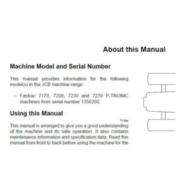Opps Manual For JCB 7170 7200 7230 7270 Fastrac Sn 1350200 Delivered ...