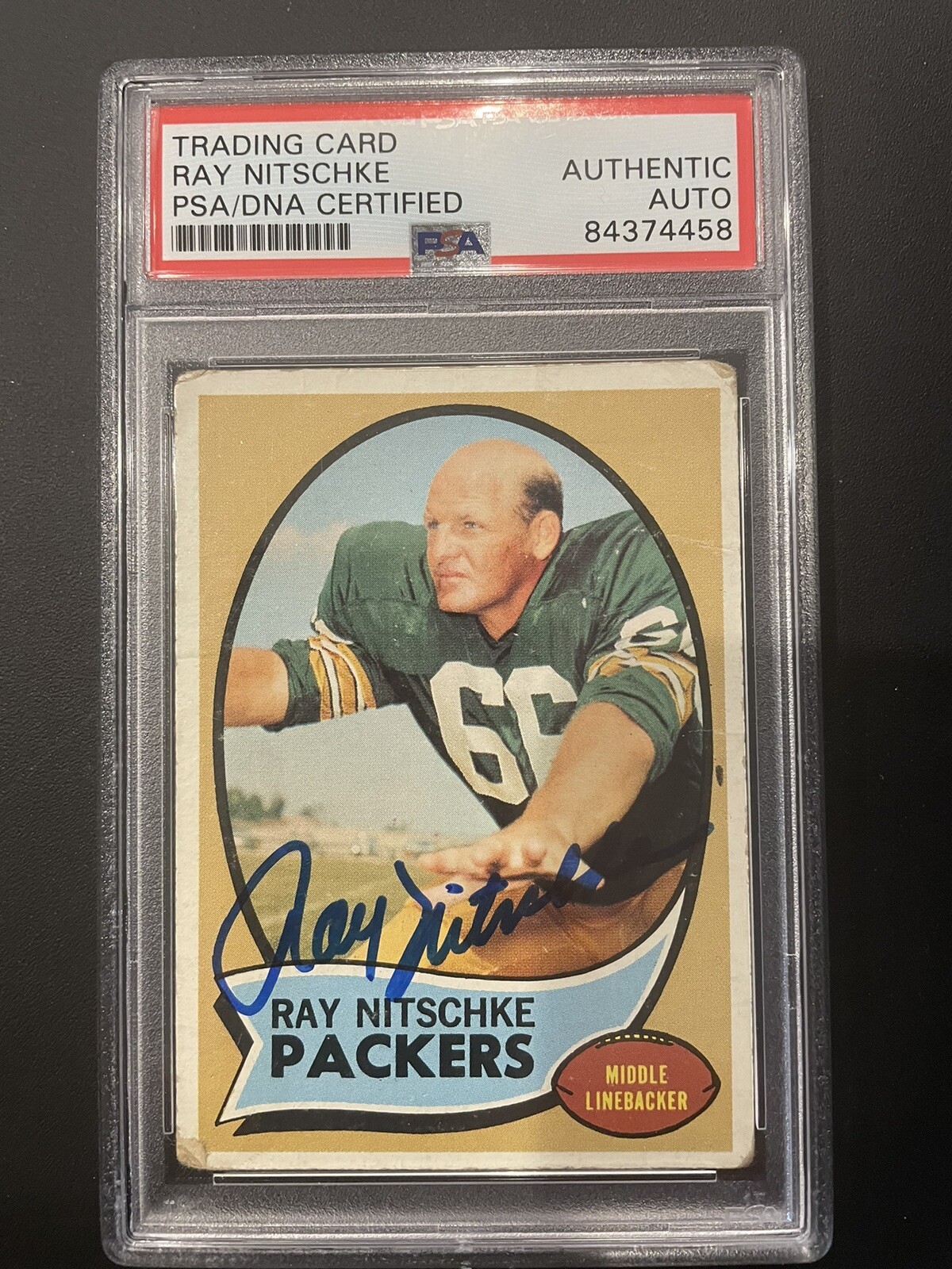 Ray Nitschke signed 1970 Topps Card Football Hall of Fame Packers PSA ...