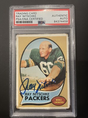 Ray Nitschke signed 1970 Topps Card Football Hall of Fame Packers PSA ...