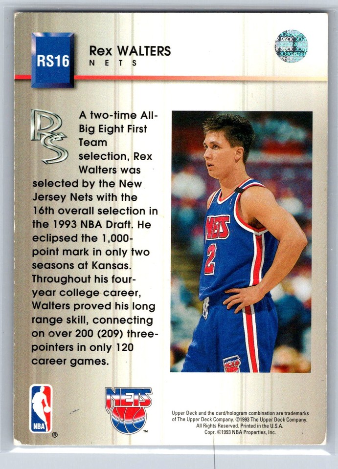 1993-94 Upper Deck #RS16 Rex Walters New Jersey Nets | eBay