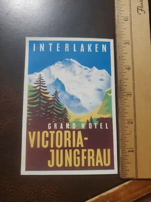 Vntg Unused 1950s Foriegn Travel Decal Interlaken Grand Hotel Victoria ...