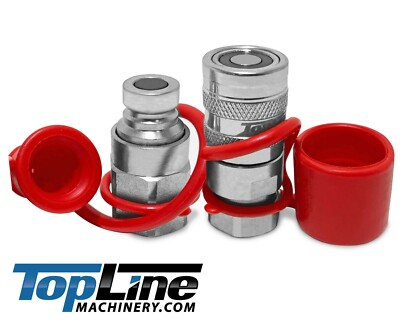 3/8 SAE Thread Flat Face Quick Connect Hydraulic Couplers Set, 1/4 Body ...