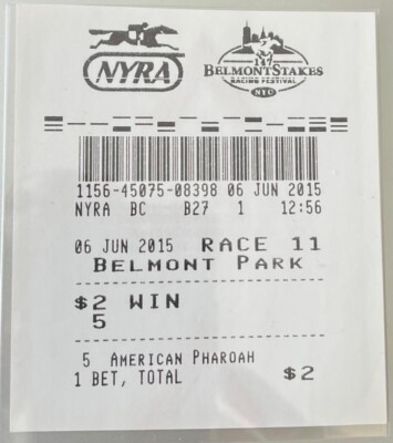 2015 BELMONT STAKES $2 UNCASHED WIN TICKET AMERICAN PHAROAH | eBay