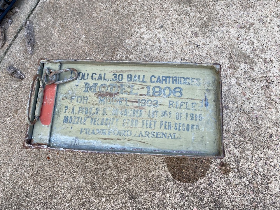 ORIGINAL WWI US ARMY MODEL 1906 M1903 RIFLE .30-06 CAL AMMO TIN CRATE ...