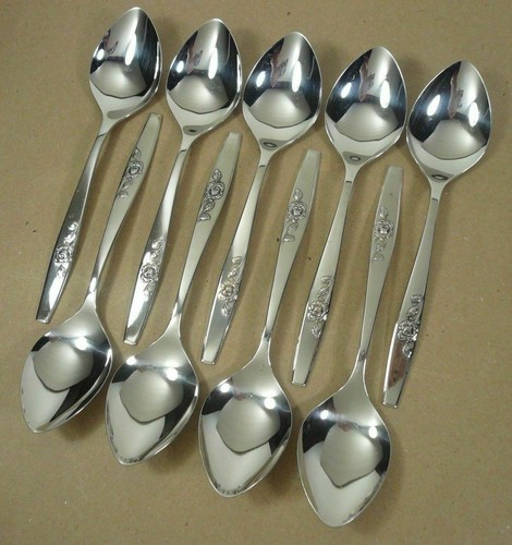 SSS by Oneida OUR ROSE 9 Dinner Oval Soup Spoons Stainless Steel | eBay