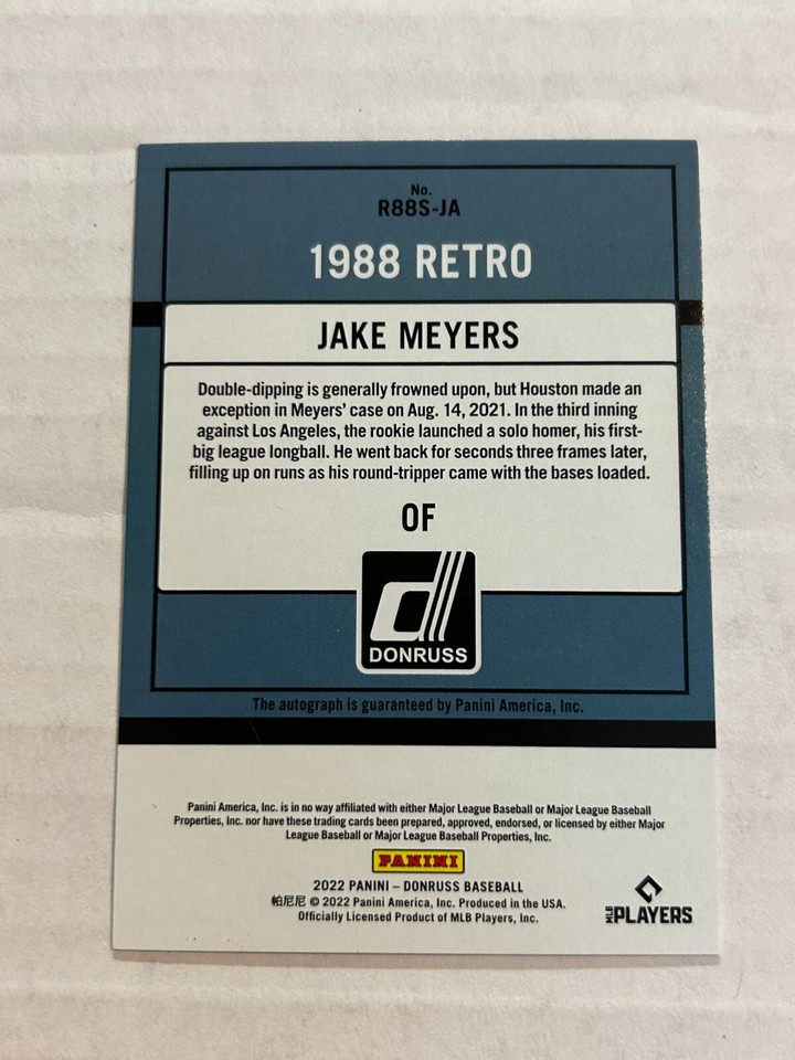 2022 DONRUSS JAKE MEYERS 78/99 RETRO 1988 ROOKIE AUTO ASTROS SP | eBay