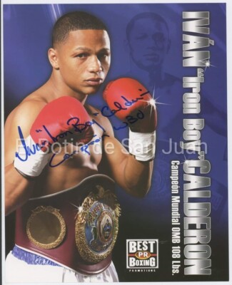 SIGNED PROMO PHOTO / BOXER - IVAN "IRON BOY" CALDERON / PUERTO RICO #3 ...