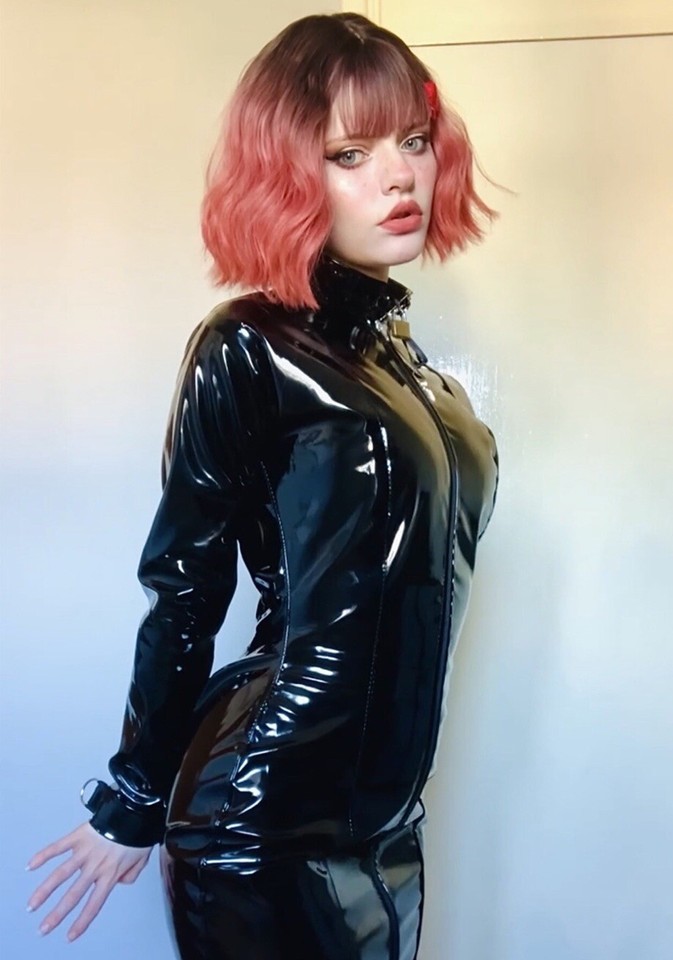 Misfitz black PVC padlock lockable hobble dress, two way zip. SIZE 28 ...