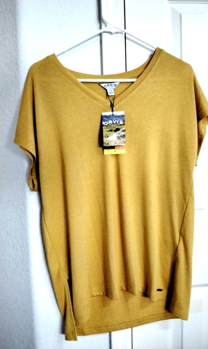 NWT Orvis top tunic Rayon blend high -low V-neck short kimono sleeves ...