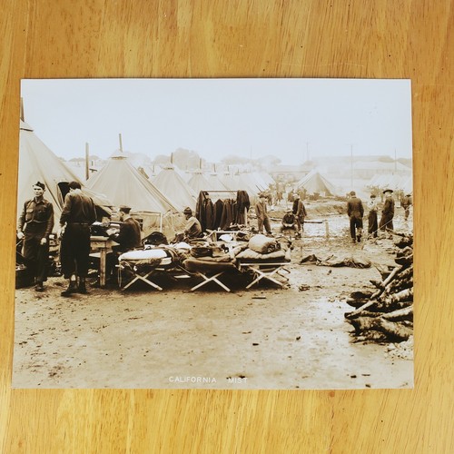 Military Camp Scene 9x7 B&W Photo Titled "California Mist" Soldiers On ...
