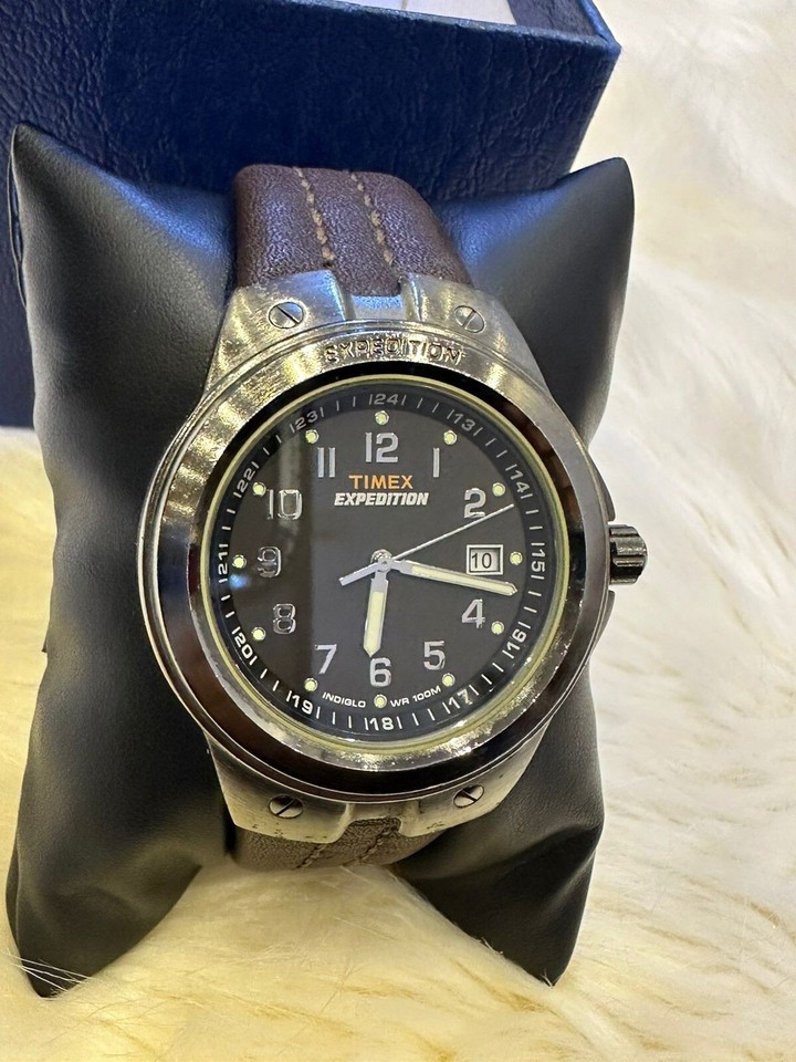 mens Watch Timex Expedition 905 Indiglo TU 100M leather strap quality ...