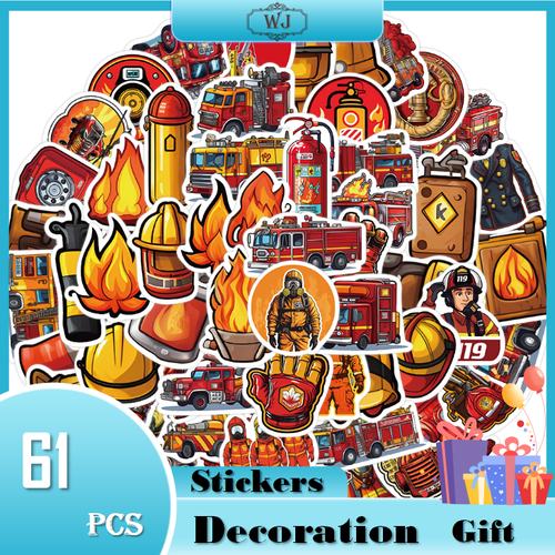 60pcs Firefighting Fireman Stickers Waterproof Car Laptop Skateboard ...