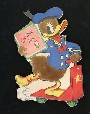 Hallmark Walt Disney Fuzzy Wuzzy Donald Duck Get Well Cd- Rides Scooter ...