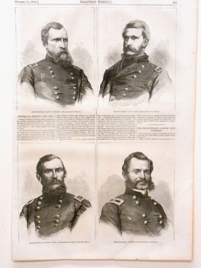 Harper's Weekly Page Civil War Generals Birney EOC Ord George Crook ...