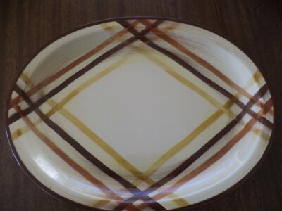 Vernon Ware Platter Metlox Organdie Brown Yellow Plaid 14 Inches | eBay