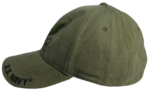 U.S. Navy Emblem Eagle Olive Drab OD Cotton Adjustable Embroidered Cap ...