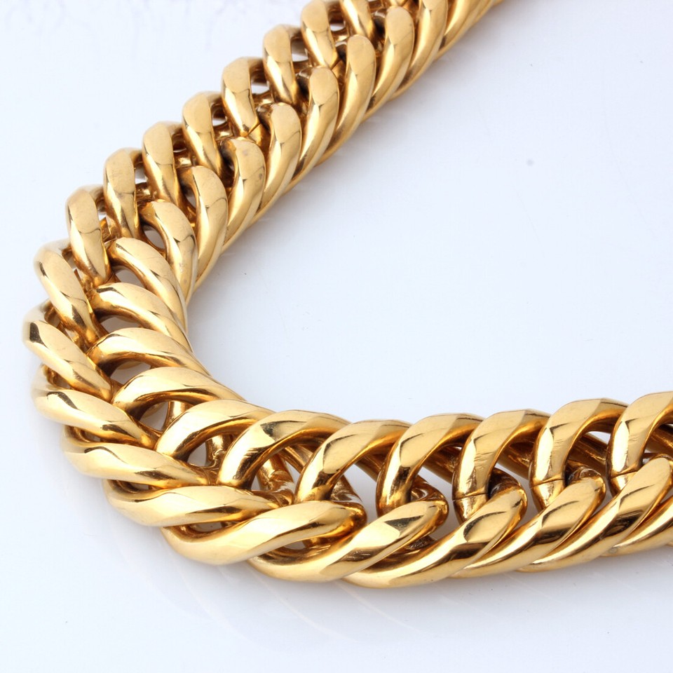 22mm Heavy Mens Necklace Stainless Steel Cuban Link Chain Strong Mens ...